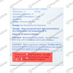 Telmed Am 80mg Strip Of 10 Tablets: Uses, Side Effects, Price & Dosage ...