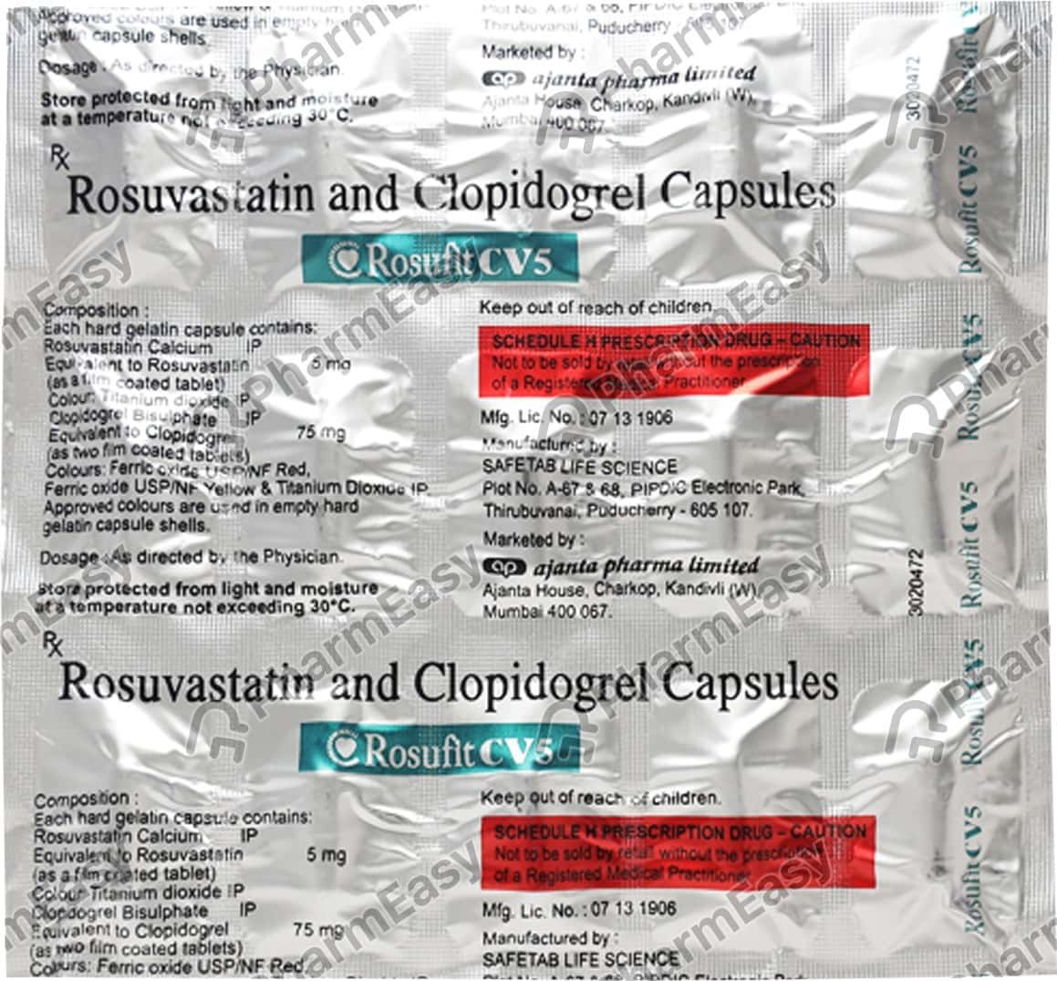 Rosufit Cv 5mg Strip Of 15 Capsules: Uses, Side Effects, Price & Dosage ...