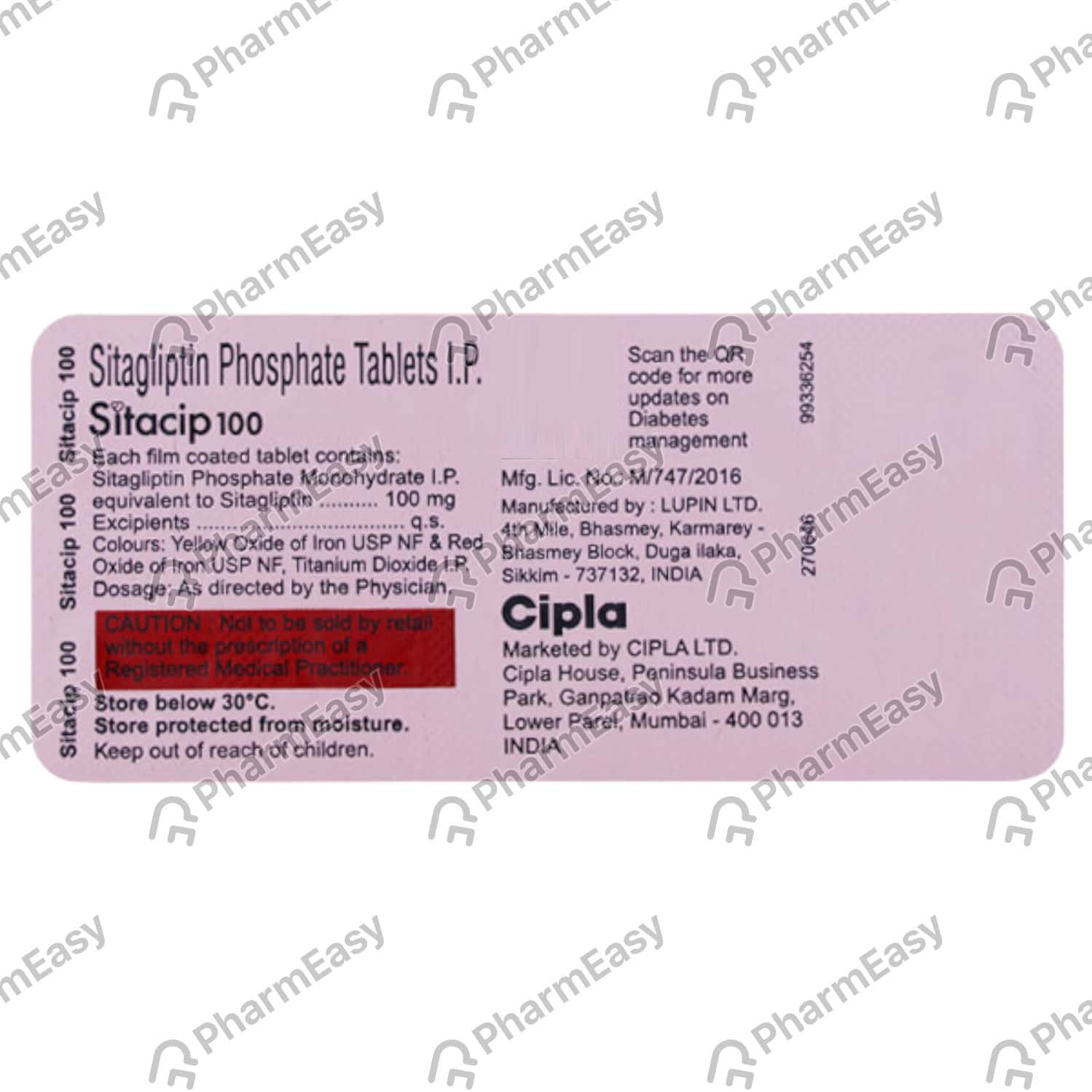 Sitacip 100 MG Tablet (10): Uses, Side Effects, Price & Dosage | PharmEasy