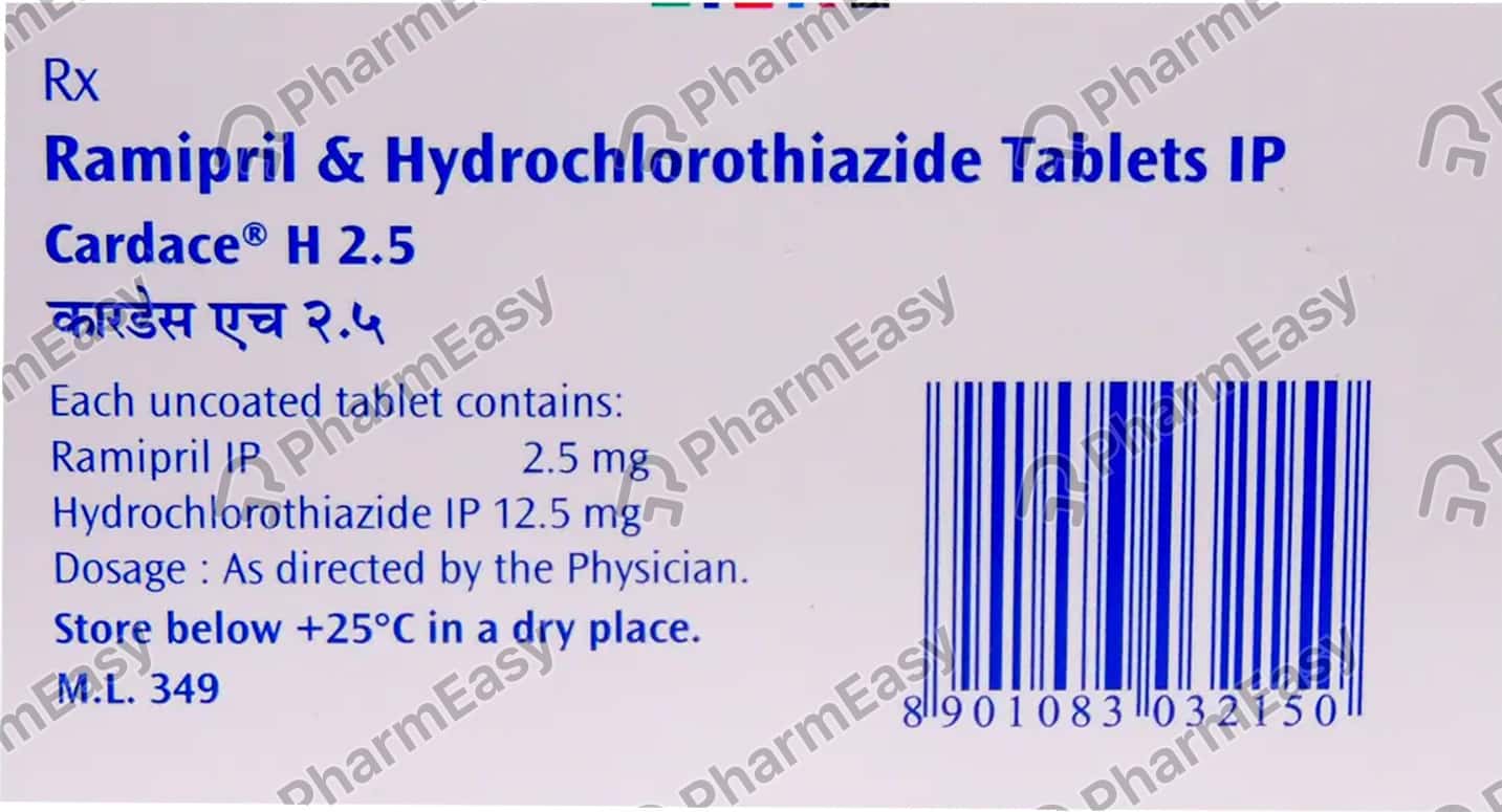 Cardace H 2.5mg Strip Of 15 Tablets: Uses, Side Effects, Price & Dosage ...