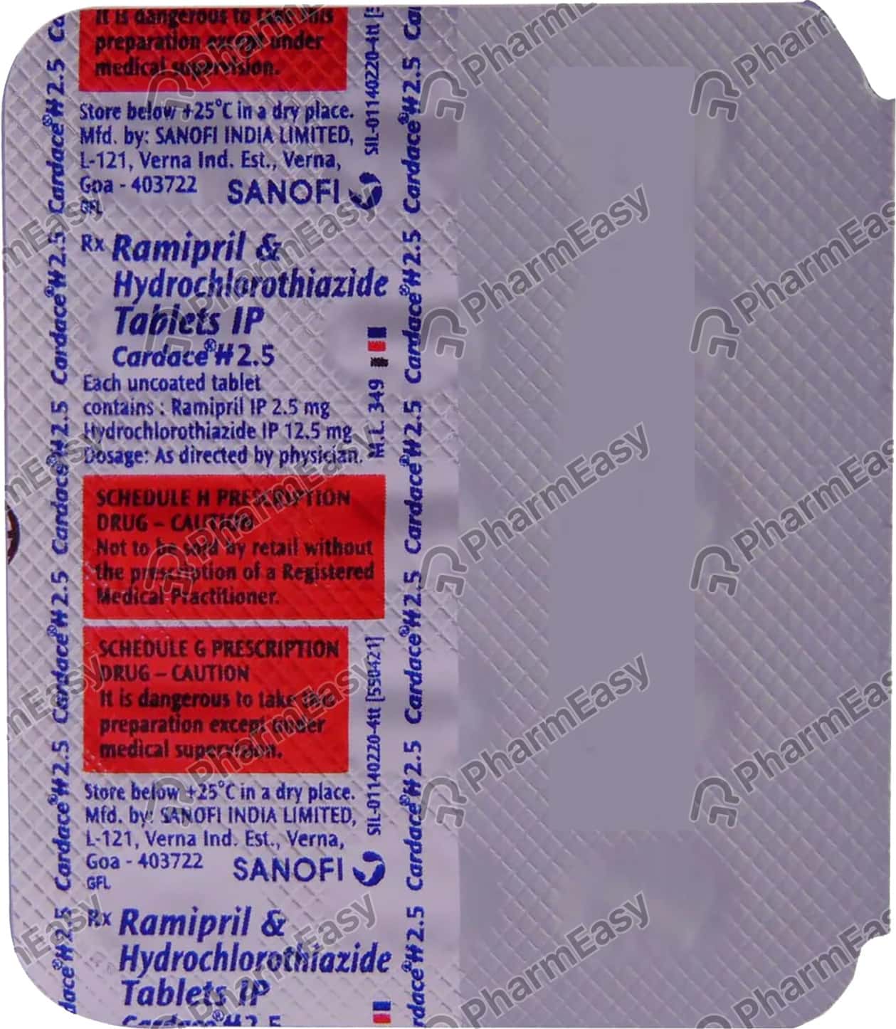 Cardace H 2.5mg Strip Of 15 Tablets: Uses, Side Effects, Price & Dosage ...