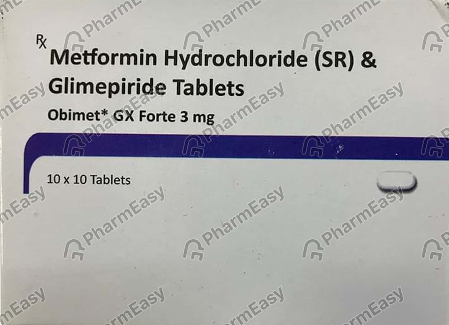 Obimet Gx 3mg Forte Strip Of 10 Tablets: Uses, Side Effects, Price & Dosage | PharmEasy