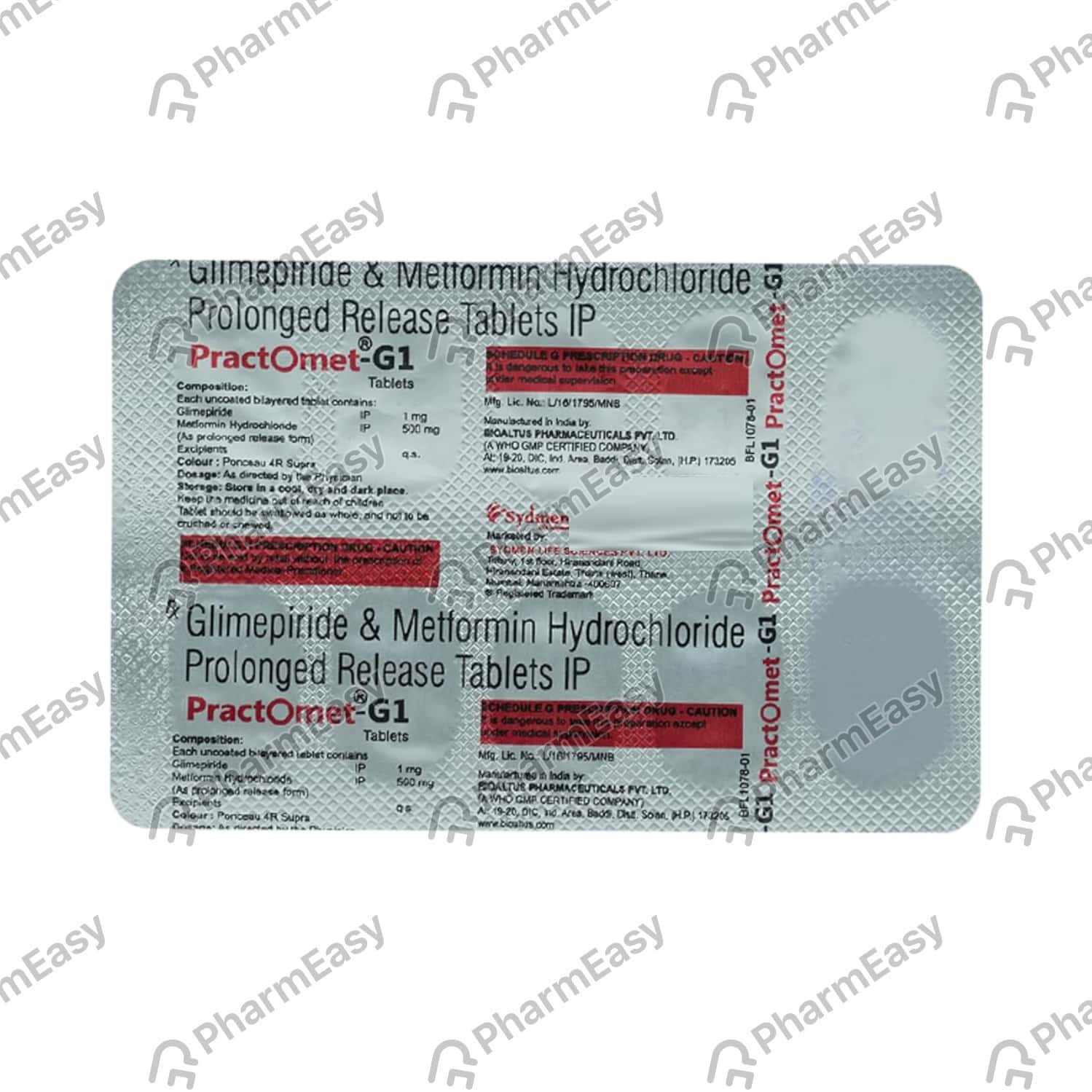 Practomet G 1mg Strip Of 10 Tablets: Uses, Side Effects, Price & Dosage ...