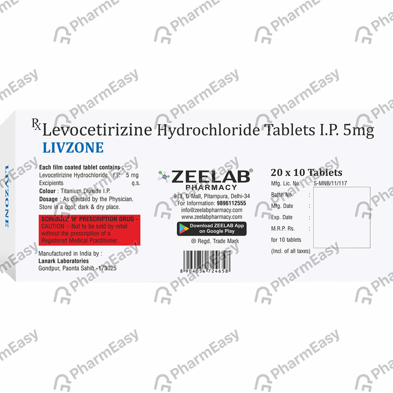 Buy Livzone 5 MG Tablet (10) Online at Flat 15% OFF | PharmEasy
