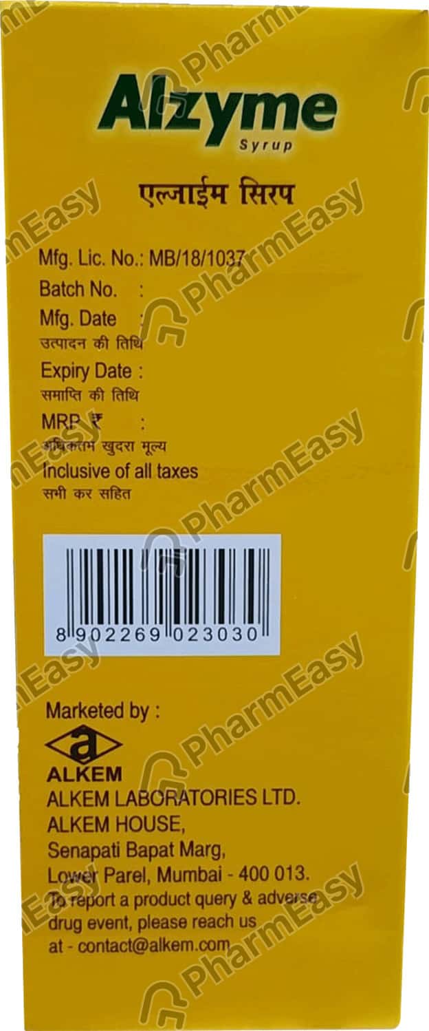 Alzyme Pineapple Flavour Bottle Of 200ml Syrup: Uses, Side Effects ...