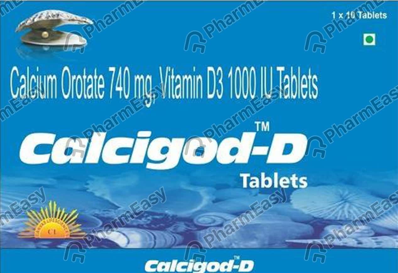Calcigod D Strip Of 10 Tablets: Uses, Side Effects, Price & Dosage ...