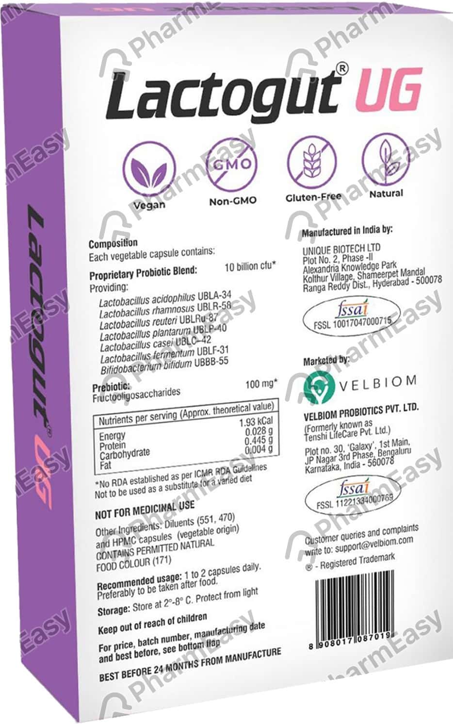 Lactogut Ug 10 BILLION CFU Capsule (10): Uses, Side Effects, Price ...