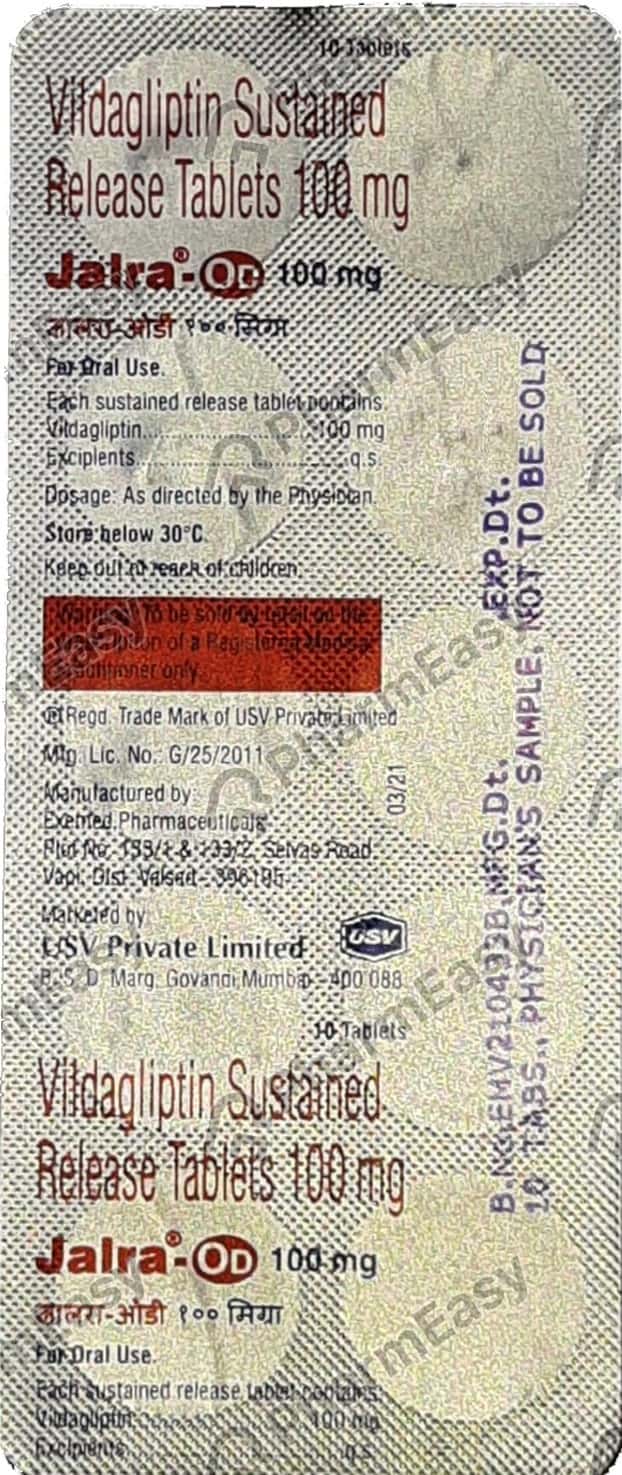 Jalra Od 100 MG Tablet (10): Uses, Side Effects, Price, Dosage ...