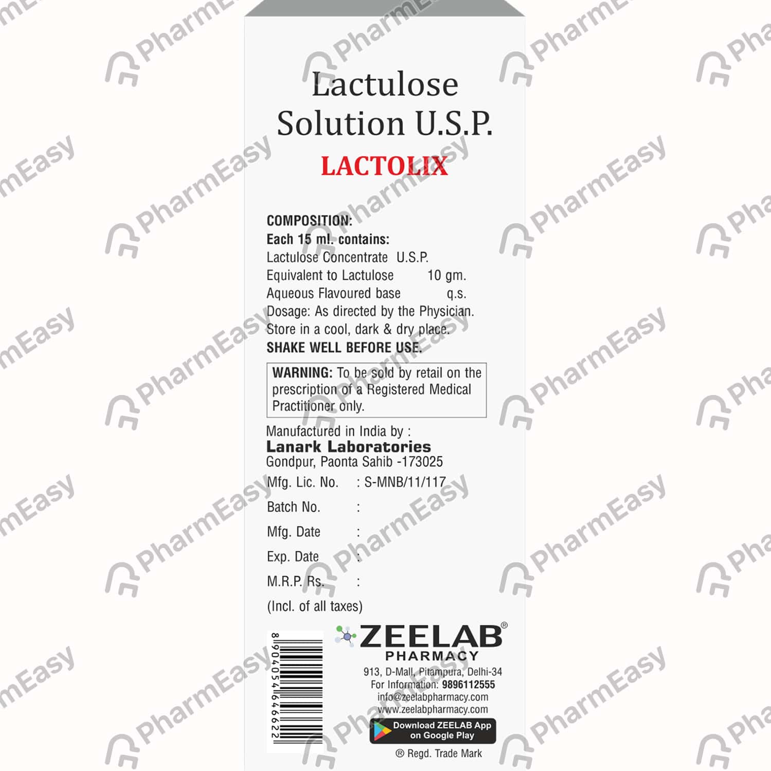 Buy Lactolix 10 GM/15ML Oral Solution (100) Online at Flat 15% OFF ...