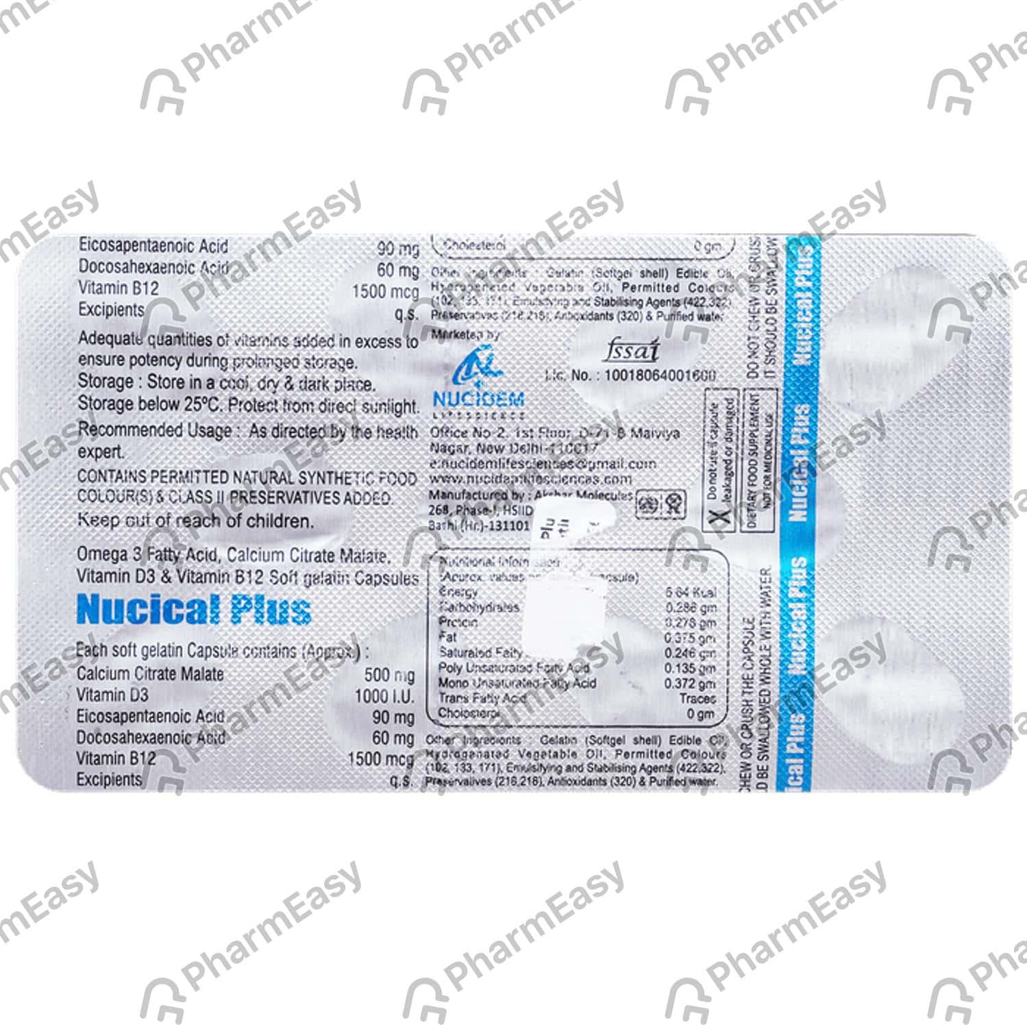 Buy Nucical Plus Strip Of 10 Capsules Online at Flat 15% OFF | PharmEasy