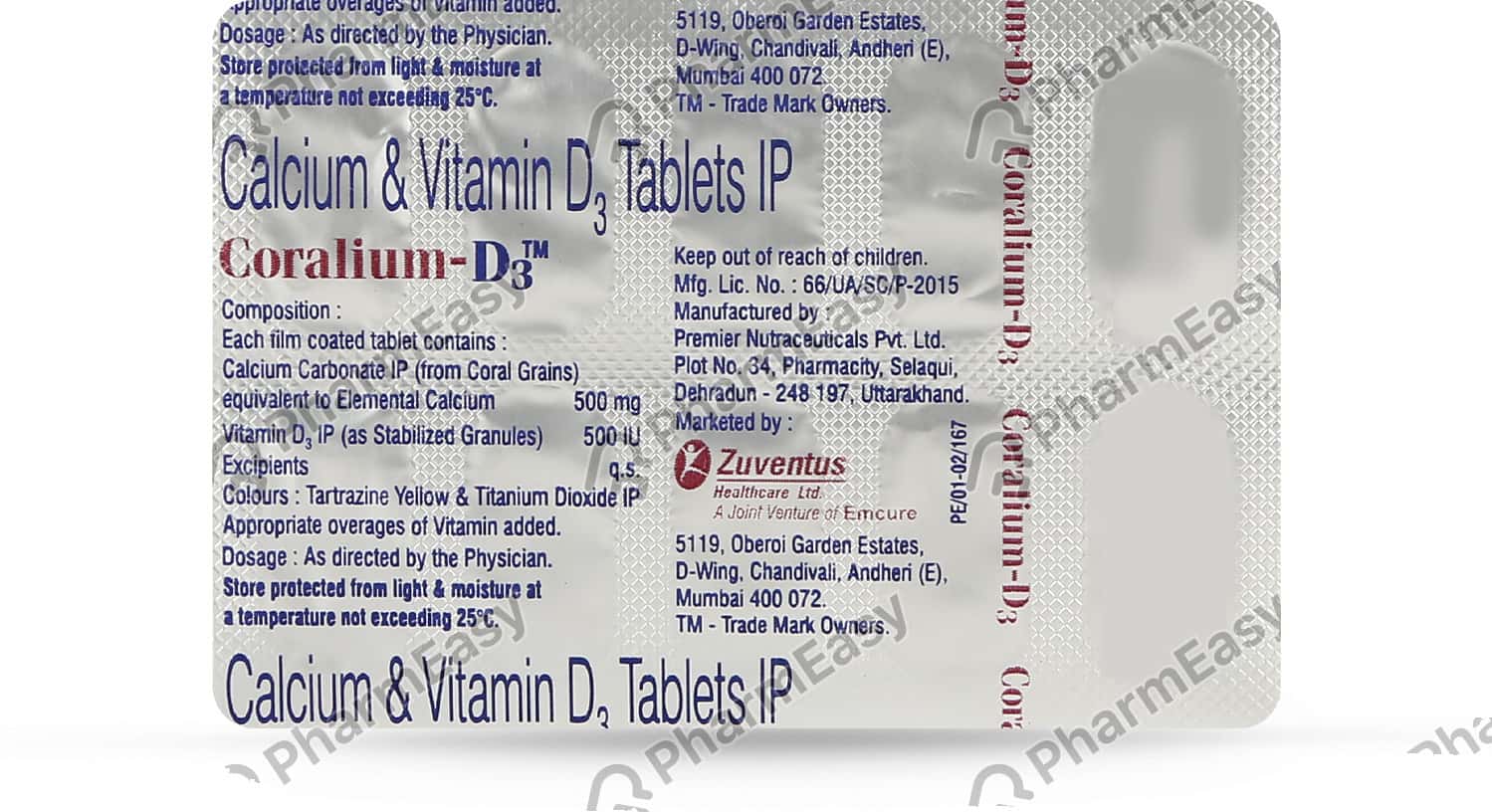 Coralium D3 Strip Of 10 Tablets: Uses, Side Effects, Price & Dosage ...