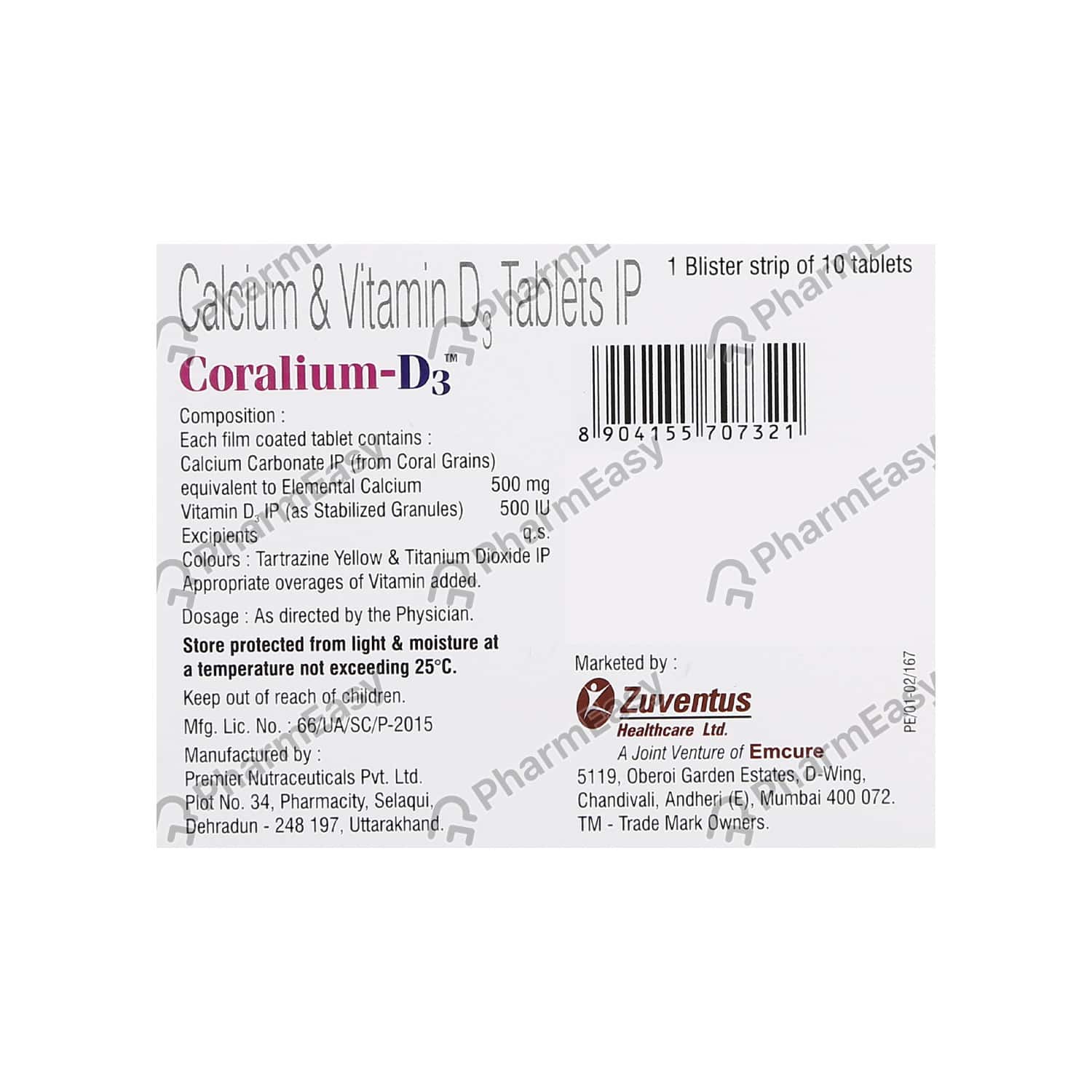 Coralium D3 Tab 10'S - Uses, Side Effects, Dosage, Composition & Price ...