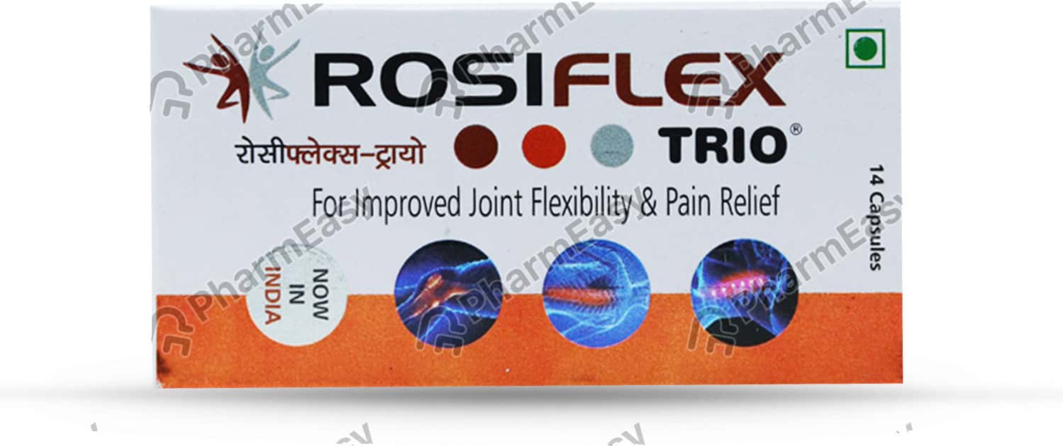 Rosiflex Trio Bottle Of 14 Capsules: Uses, Side Effects, Price & Dosage ...