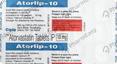Atorlip 10 MG Tablet (15): Uses, Side Effects, Price & Dosage | PharmEasy