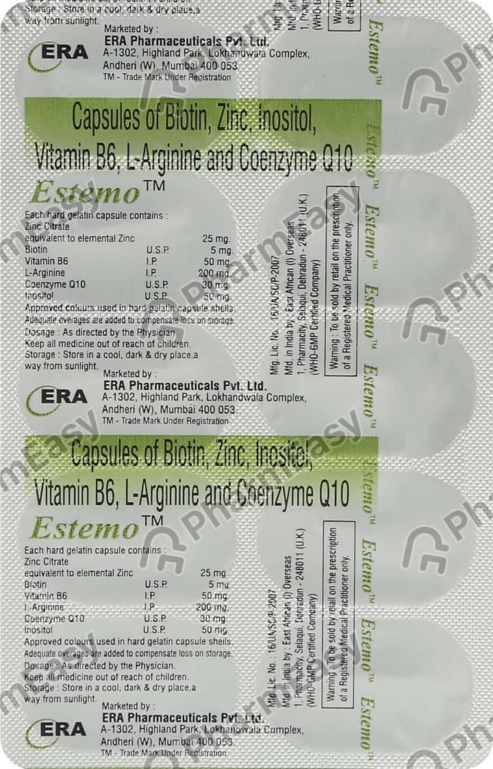Buy Estemo Strip Of 10 Capsules Online at Flat 15% OFF | PharmEasy