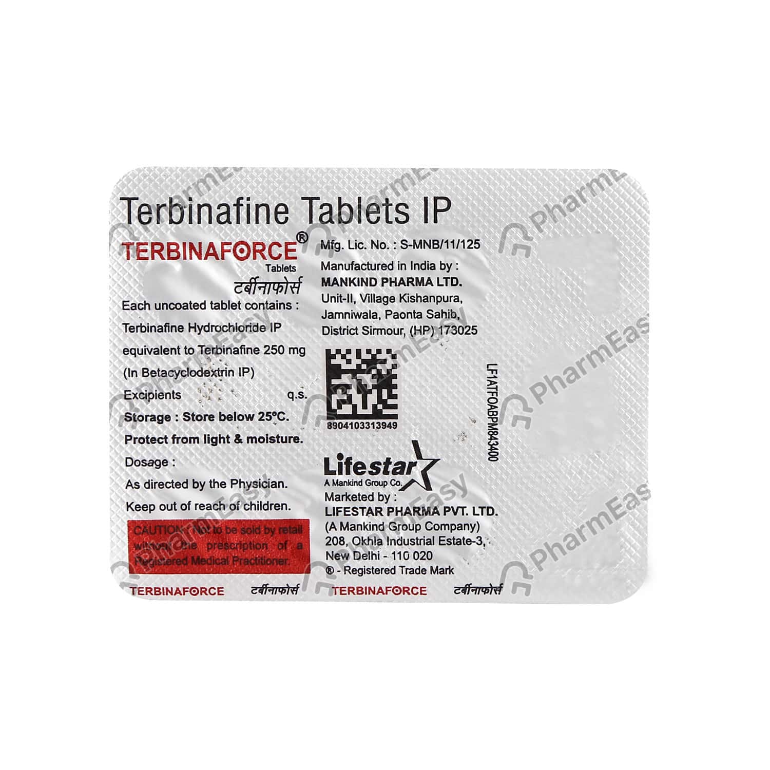 Buy Terbinaforce 250 MG Tablet (7) Online at Flat 18% OFF* | PharmEasy