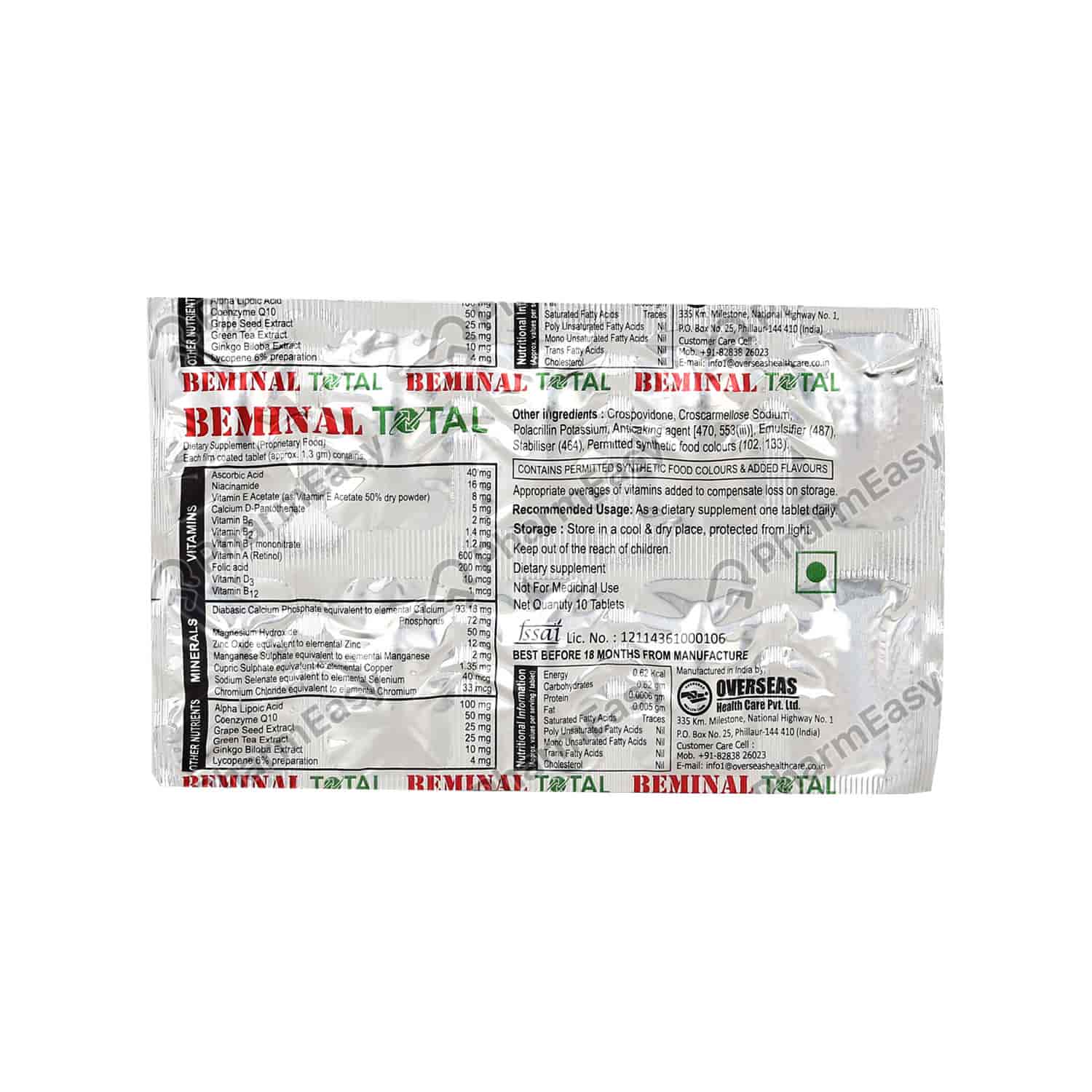 Buy Beminal Total Tab 10'S Online at Flat 18% OFF* | PharmEasy
