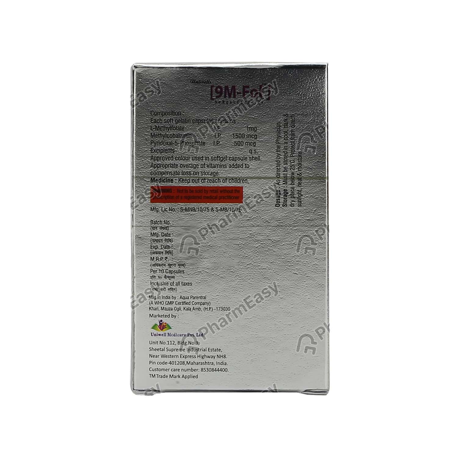 Buy 9 M Fol Cap 10'S Online at Flat 18% OFF* | PharmEasy