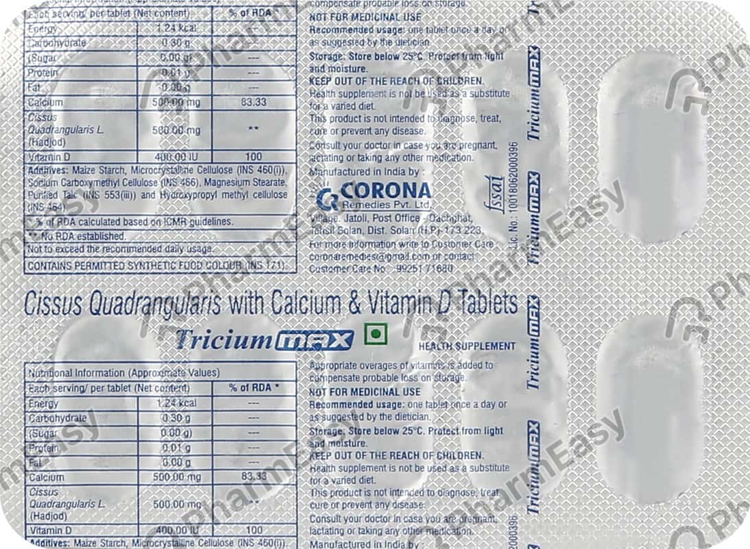 Buy Tricium Max Strip Of 10 Tablets Online at Flat 15% OFF | PharmEasy