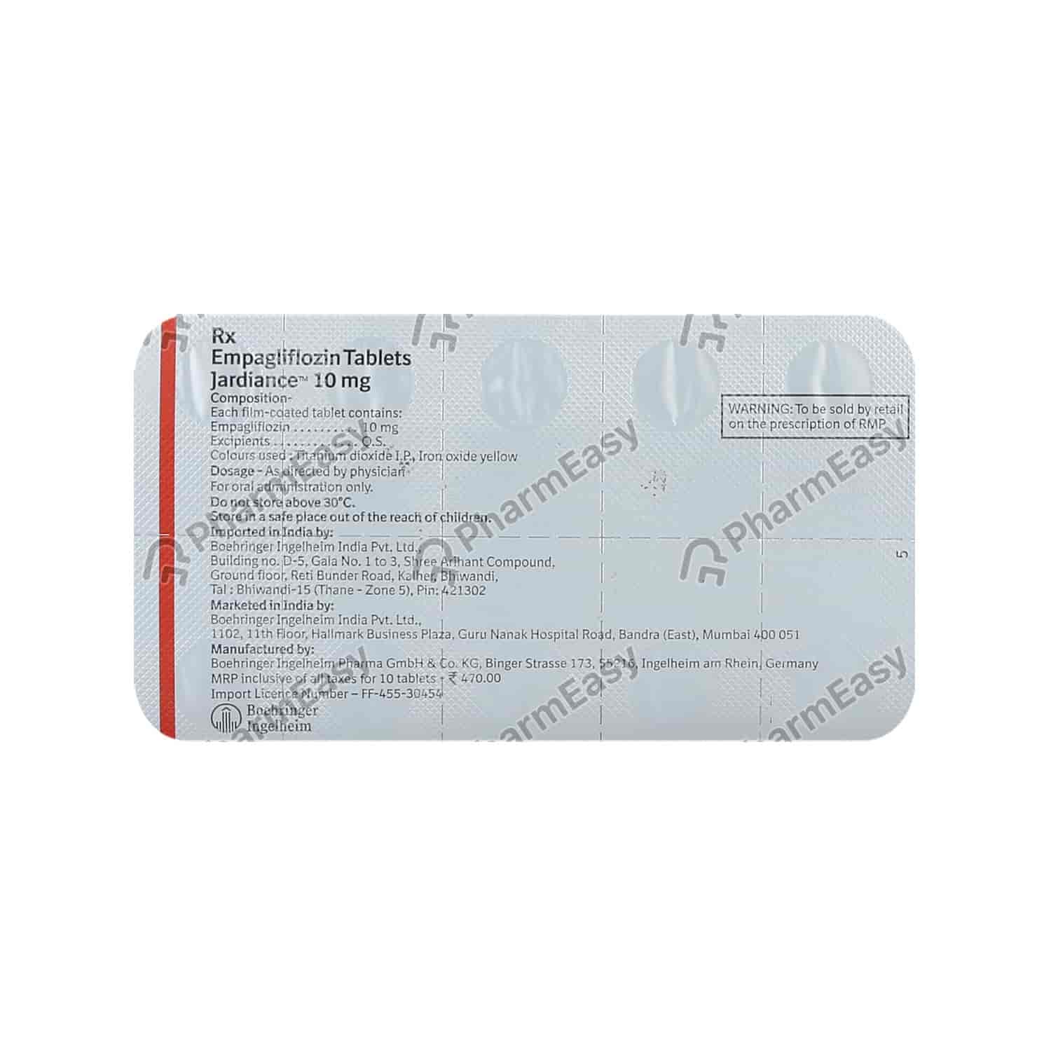 Buy Jardiance 10mg Strip Of 10 Tablets Online at flat 15% off | PharmEasy