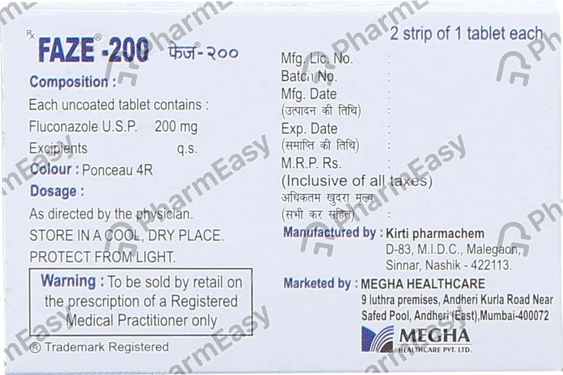 Faze 200 MG Tablet (1): Uses, Side Effects, Price & Dosage | PharmEasy