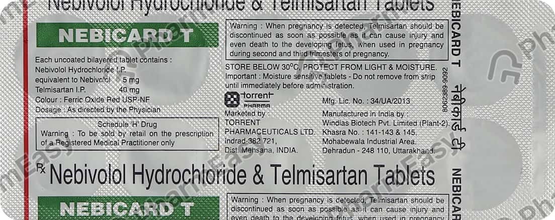 Nebicard T Strip Of 10 Tablets: Uses, Side Effects, Price & Dosage | PharmEasy