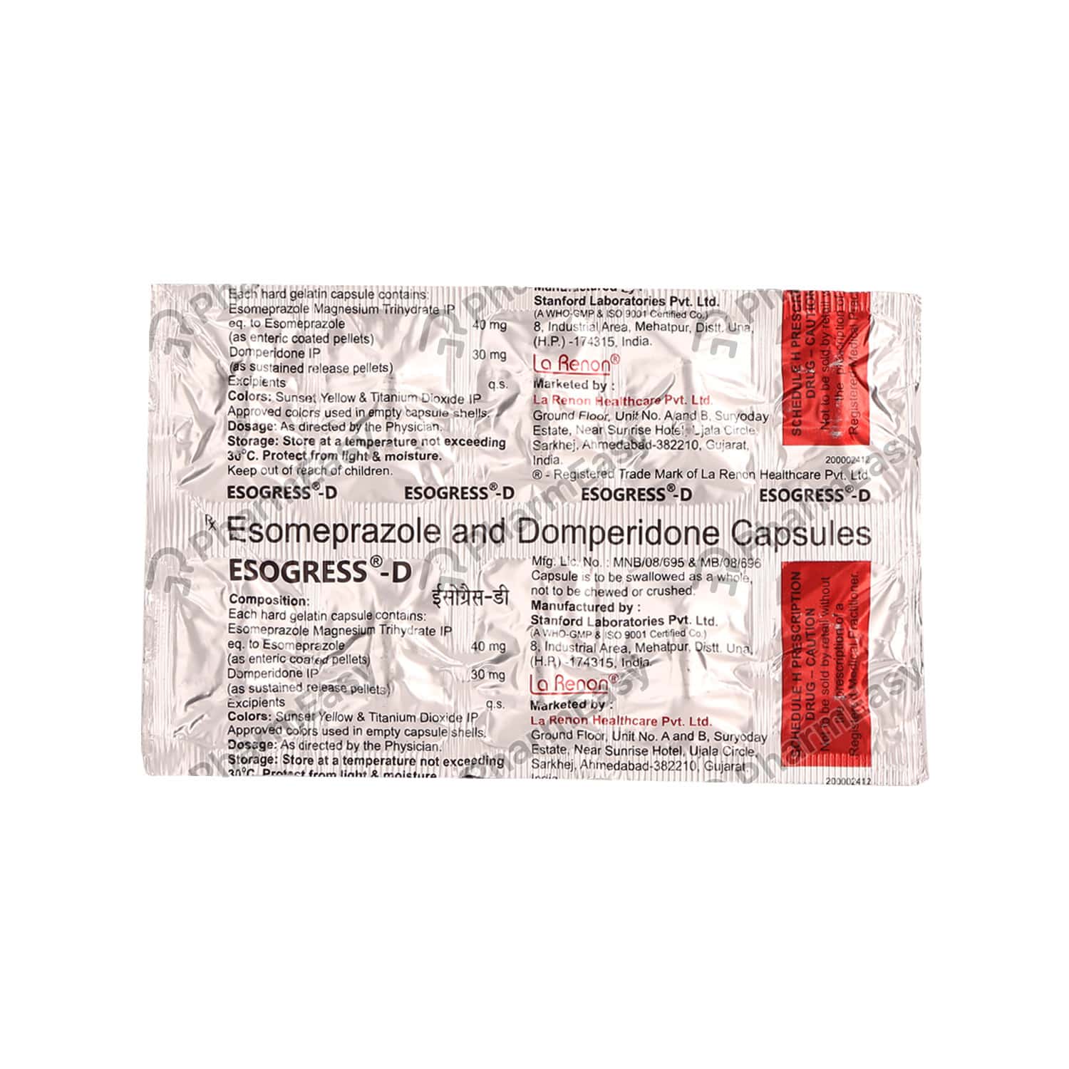 Esogress D 40mg Strip Of 10 Capsules - Uses, Side Effects, Dosage ...