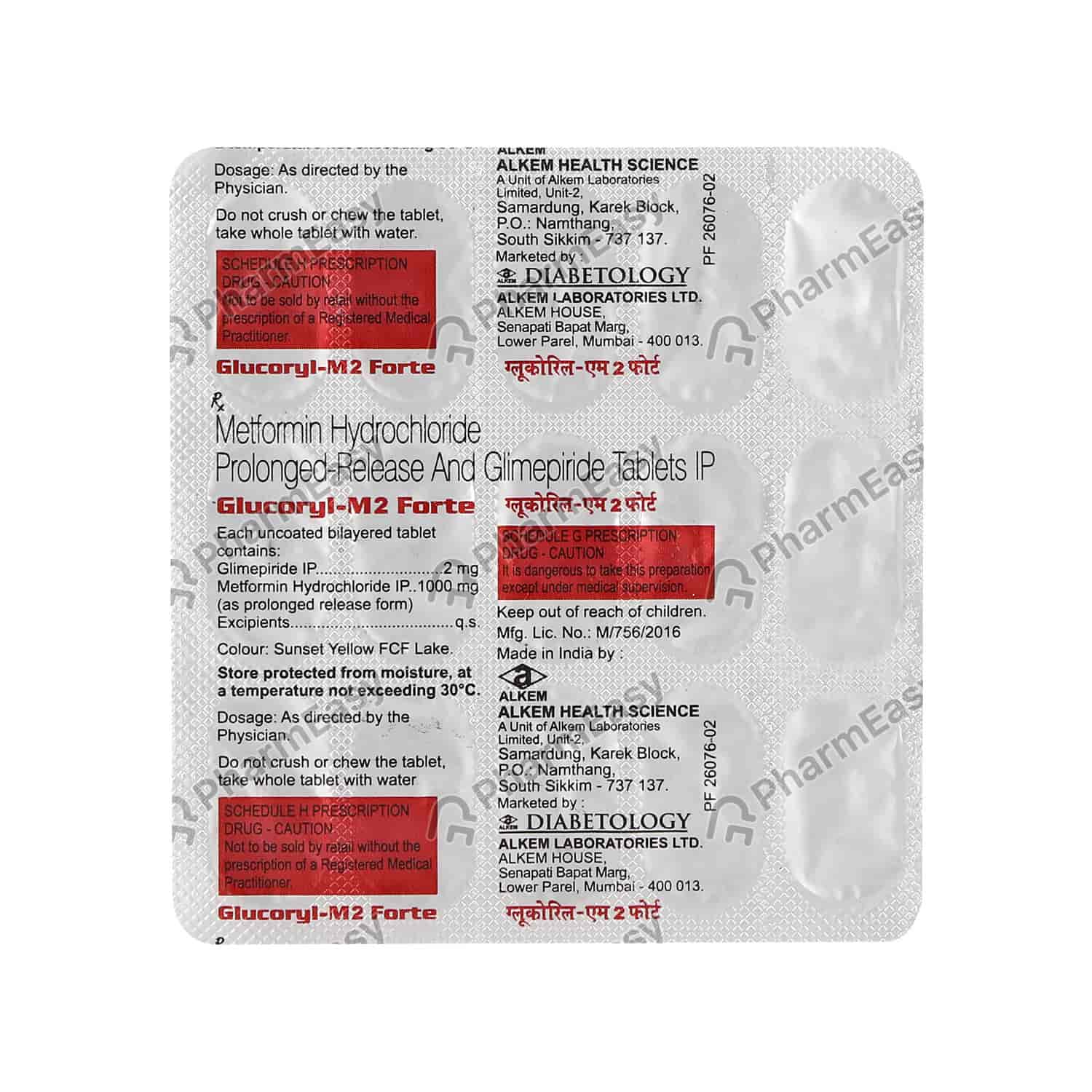 Glucoryl M2 Forte 15'S Tab - Uses, Side Effects, Dosage, Composition ...