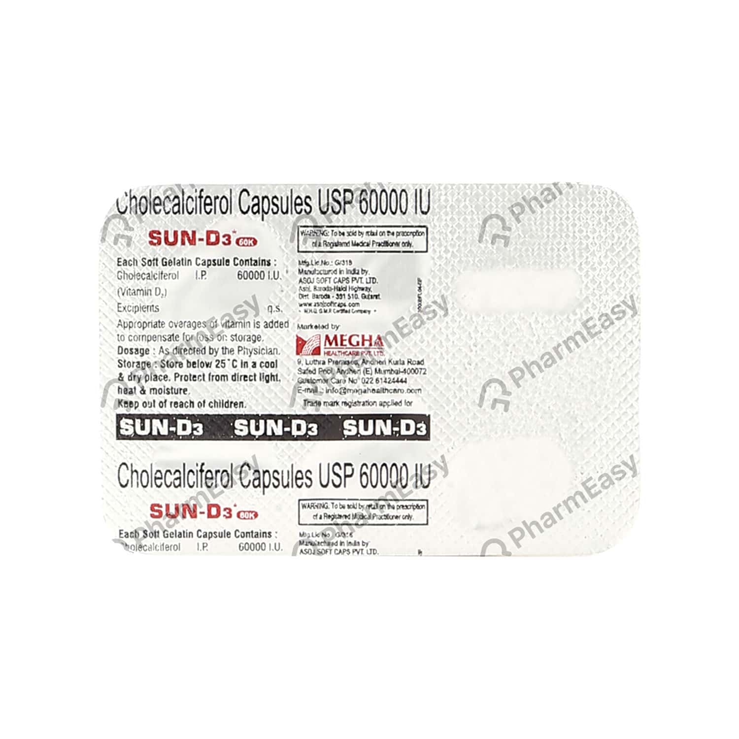 Sun D3 60000 IU Capsule (4) - Uses, Side Effects, Dosage, Composition ...