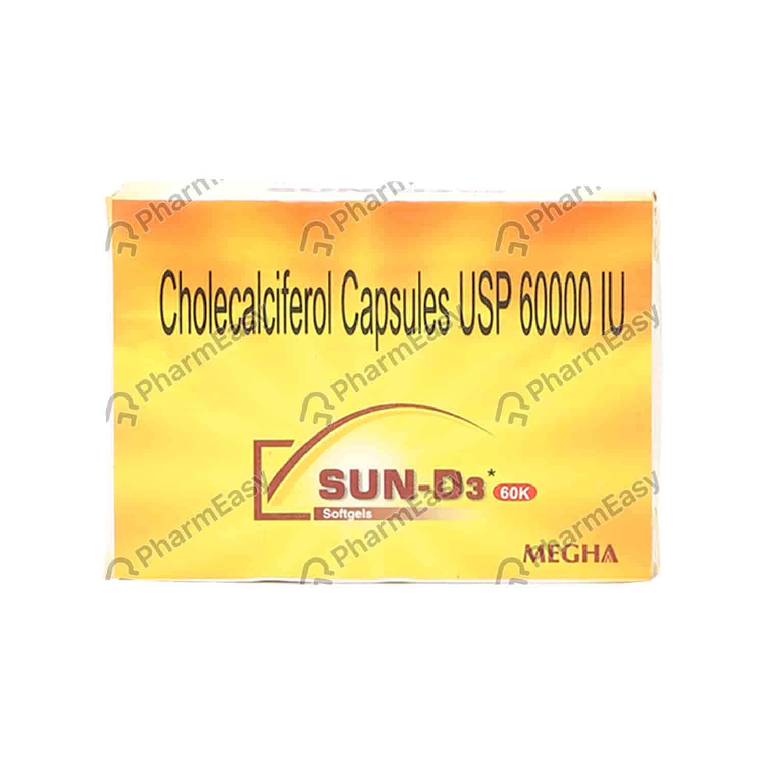 Sun D3 60k Strip Of 4 Capsules - Uses, Side Effects, Dosage ...