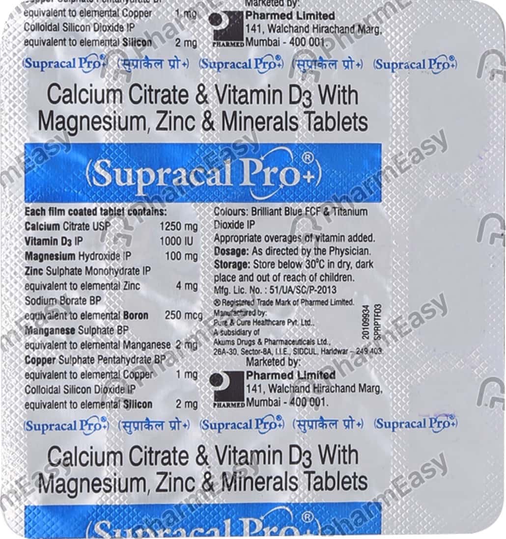 Buy Supracal Pro Plus Strip Of 15 Tablets Online at Flat 15% OFF ...
