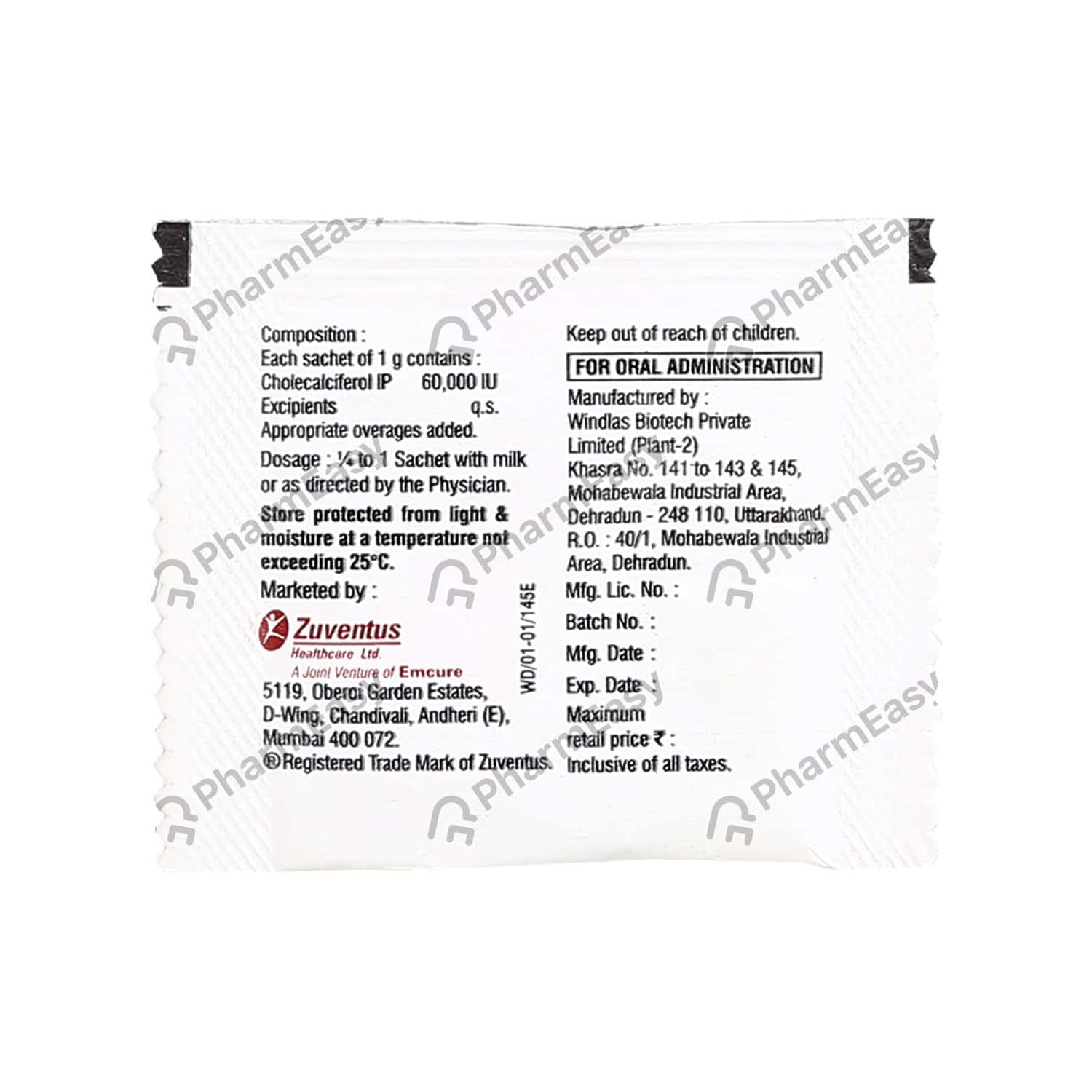 Vitanova D3 60000 IU Granule (1) - Uses, Side Effects, Dosage ...