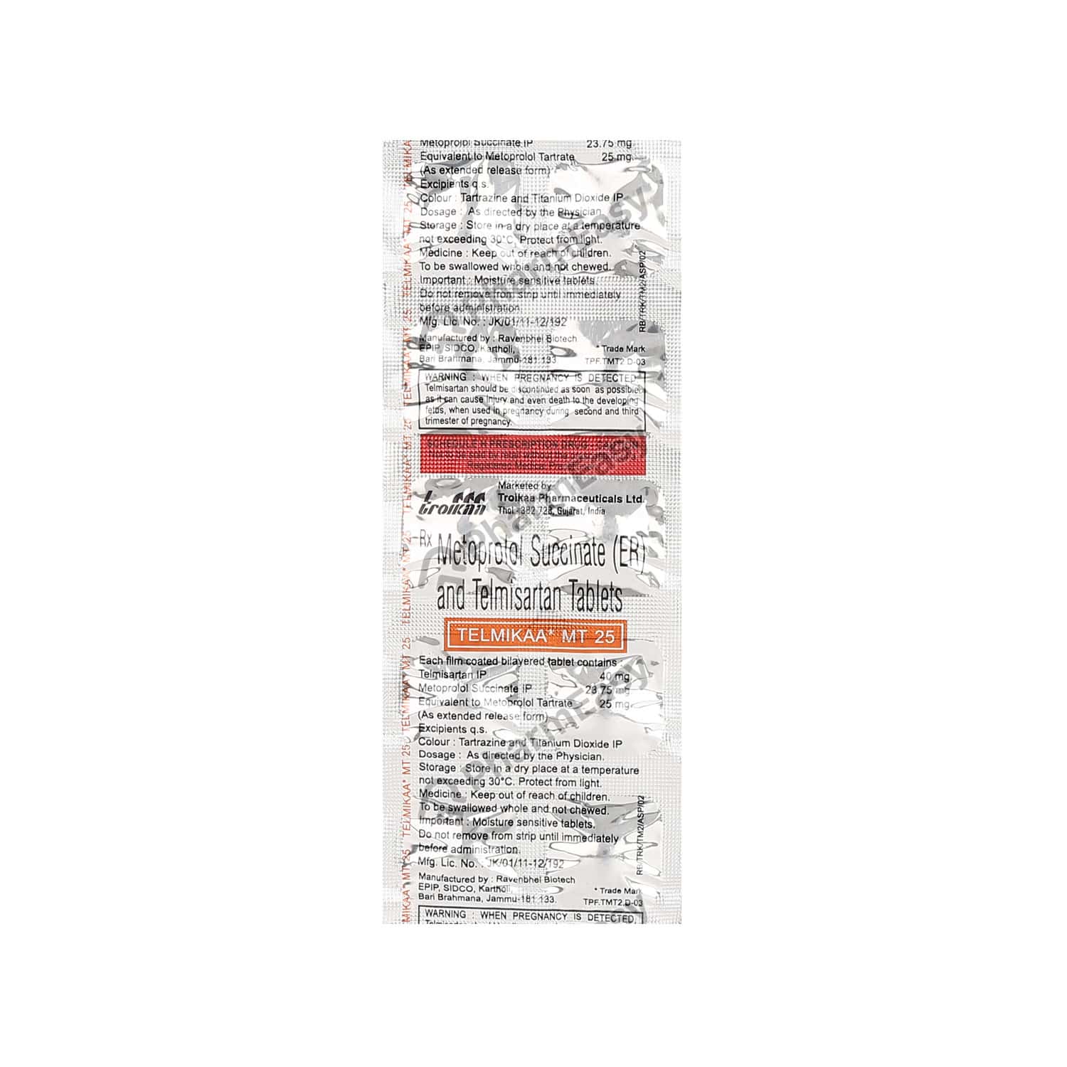 Telmikaa Mt 25mg - Uses, Side Effects, Dosage, Composition & Price ...