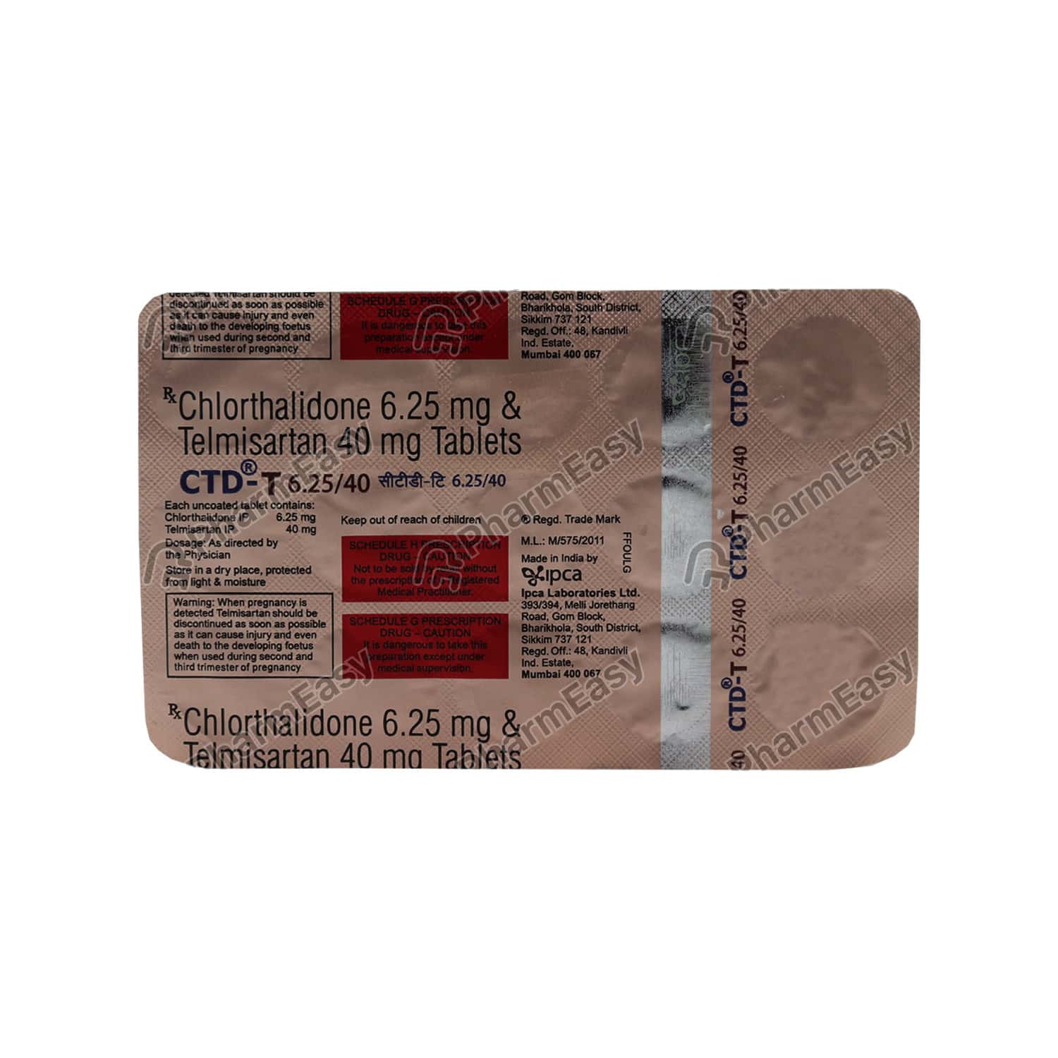 Ctd T 6.25/40mg 15'S Tab - Uses, Side Effects, Dosage, Composition ...