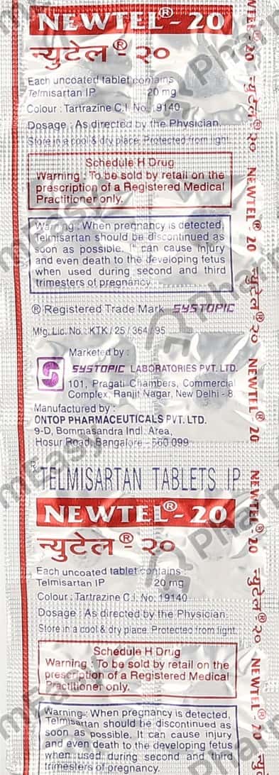 Newtel 20 MG Tablet (10): Uses, Side Effects, Price & Dosage | PharmEasy