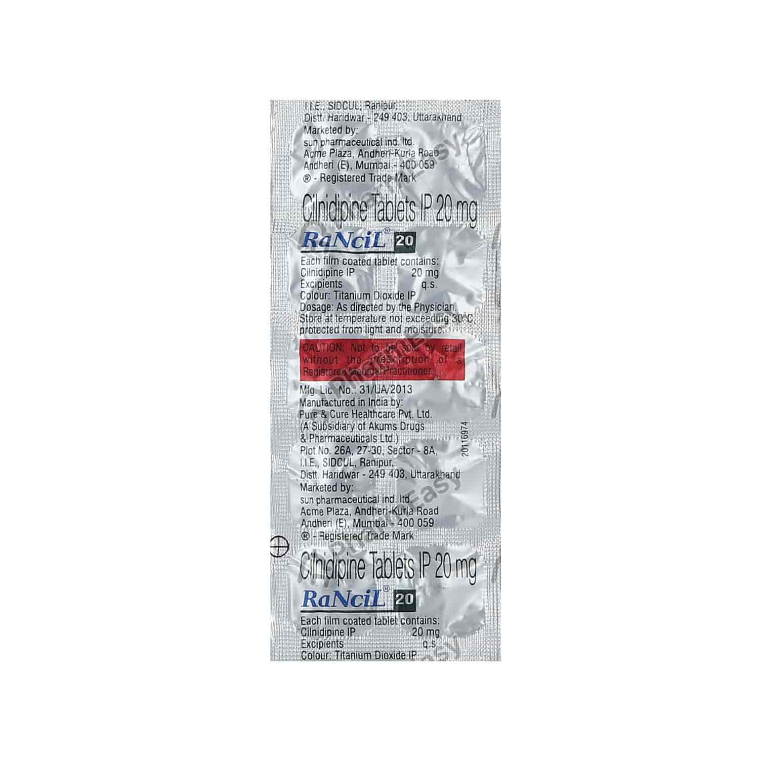 Rancil 20mg Tab 10'S - Uses, Side Effects, Dosage, Composition & Price ...