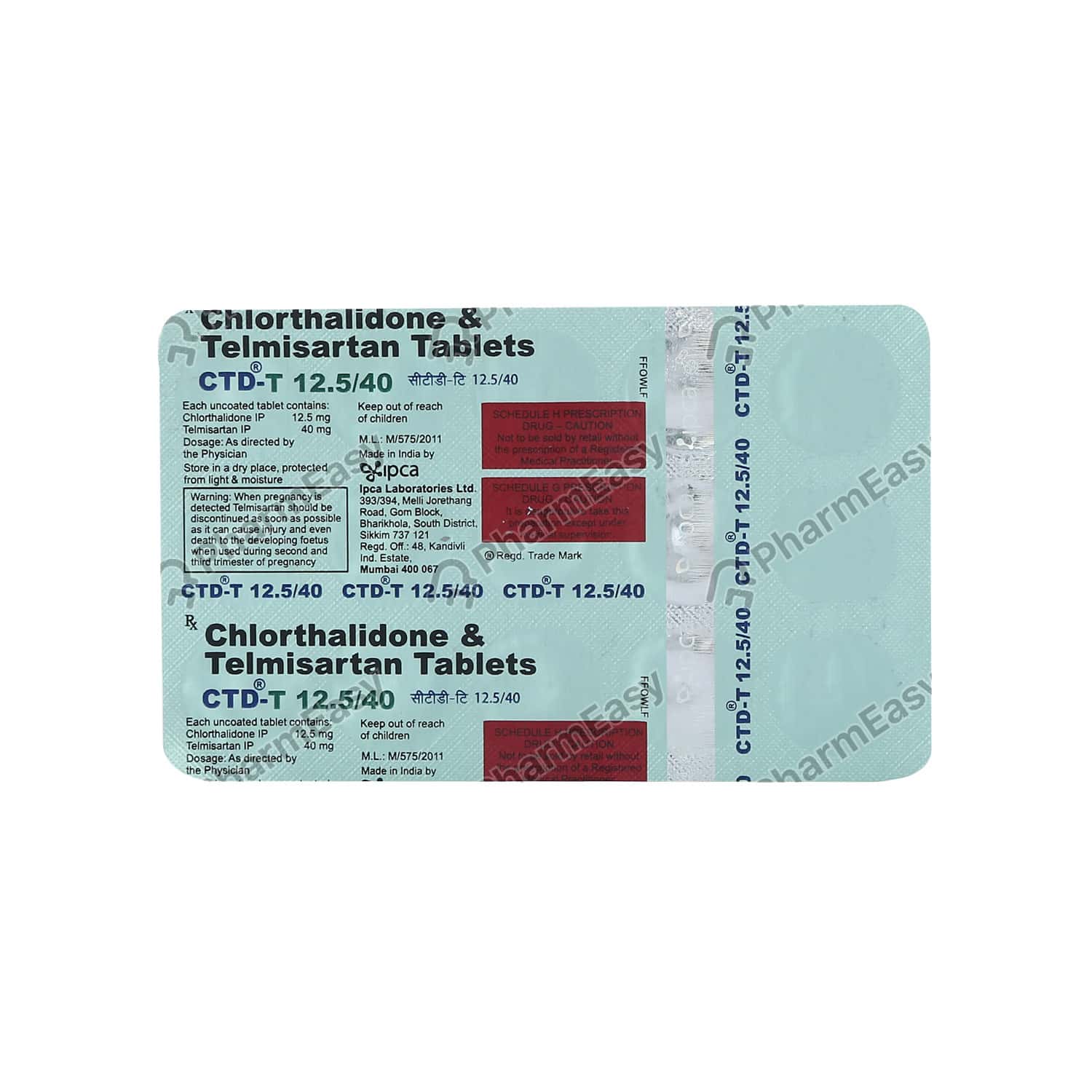 Ctd T 12.5/40mg Tab 15'S - Uses, Side Effects, Dosage, Composition ...