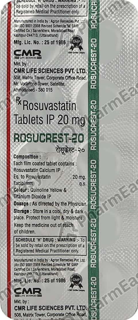 Rosucrest 20 MG Tablet (10): Uses, Side Effects, Price & Dosage | PharmEasy