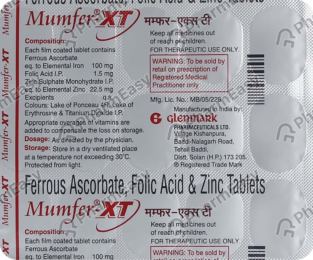 Mumfer Xt Strip Of 15 Tablets: Uses, Side Effects, Price, Dosage ...