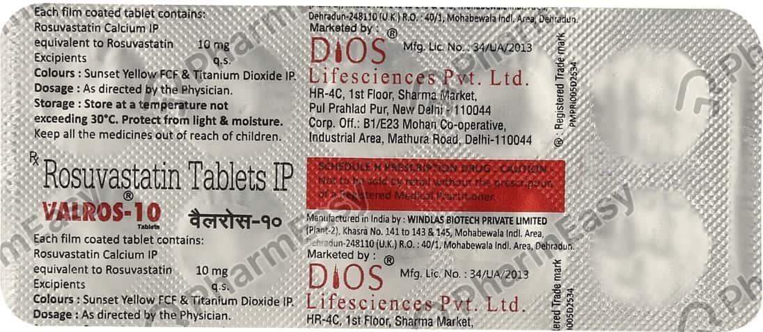 Valros 10 MG Tablet (10): Uses, Side Effects, Price & Dosage | PharmEasy