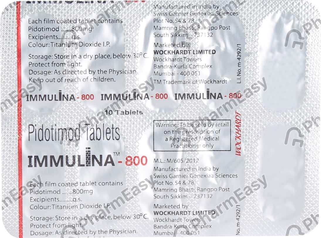 Buy Immulina 800 MG Tablet (10) Online at Flat 15% OFF | PharmEasy