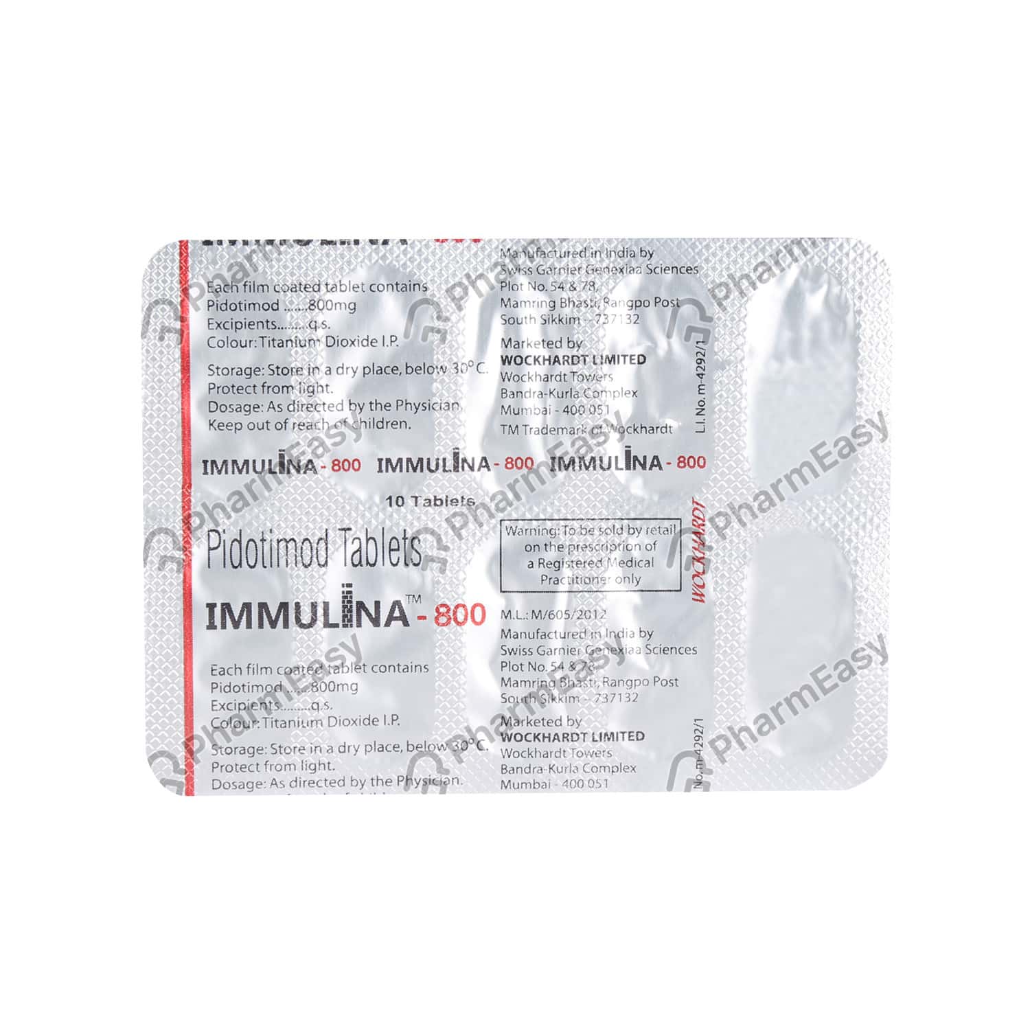 Buy Immulina 800 MG Tablet (10) Online at Flat 18% OFF* | PharmEasy