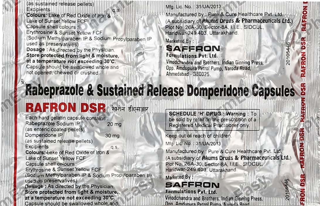 Rafron Dsr 20mg Strip Of 10 Capsules: Uses, Side Effects, Price ...