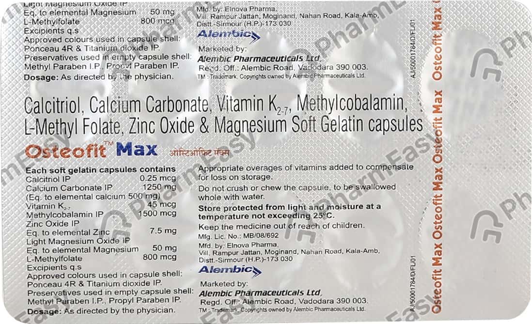 Buy Osteofit Max Strip Of 10 Capsules Online at Flat 15% OFF | PharmEasy