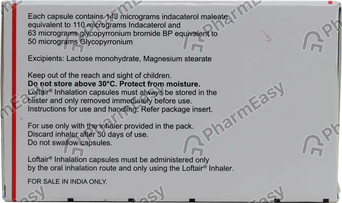 Loftair 110/50mcg Box Of 30 Capsules And 1 Inhaler: Uses, Side Effects ...