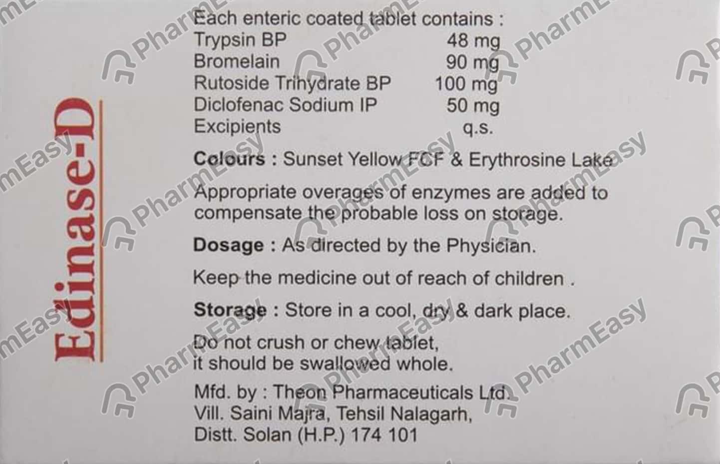 Edinase Ds Strip Of 10 Tablets: Uses, Side Effects, Price, Dosage & Composition | PharmEasy