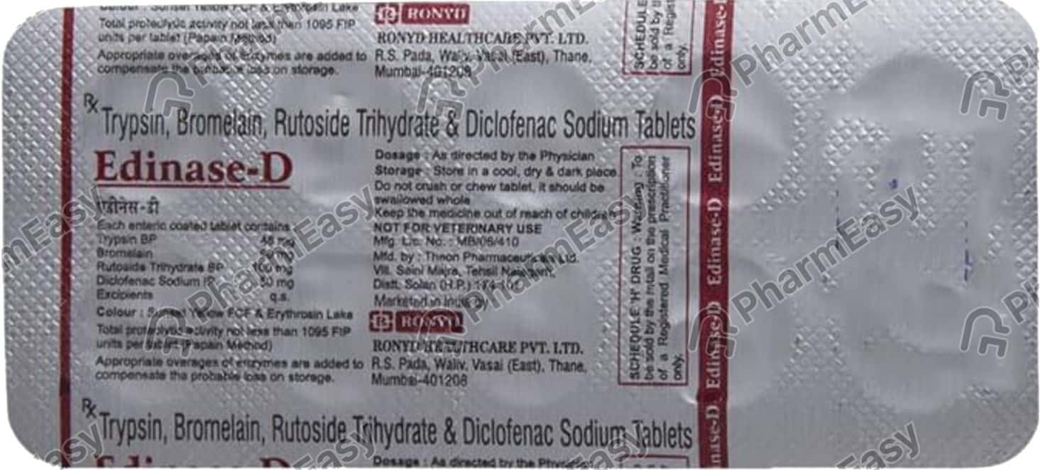 Edinase Ds Strip Of 10 Tablets: Uses, Side Effects, Price & Dosage ...