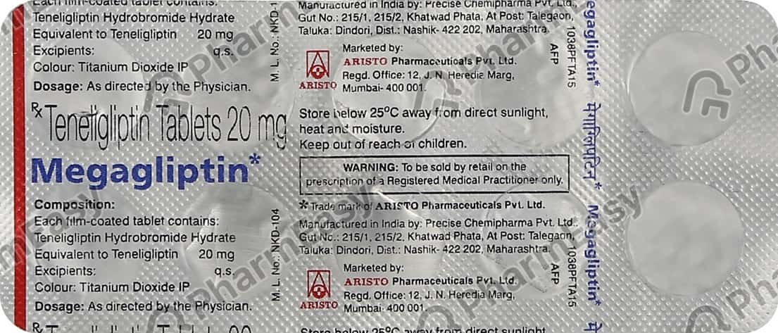 Megagliptin 20 MG Tablet (10): Uses, Side Effects, Price & Dosage ...