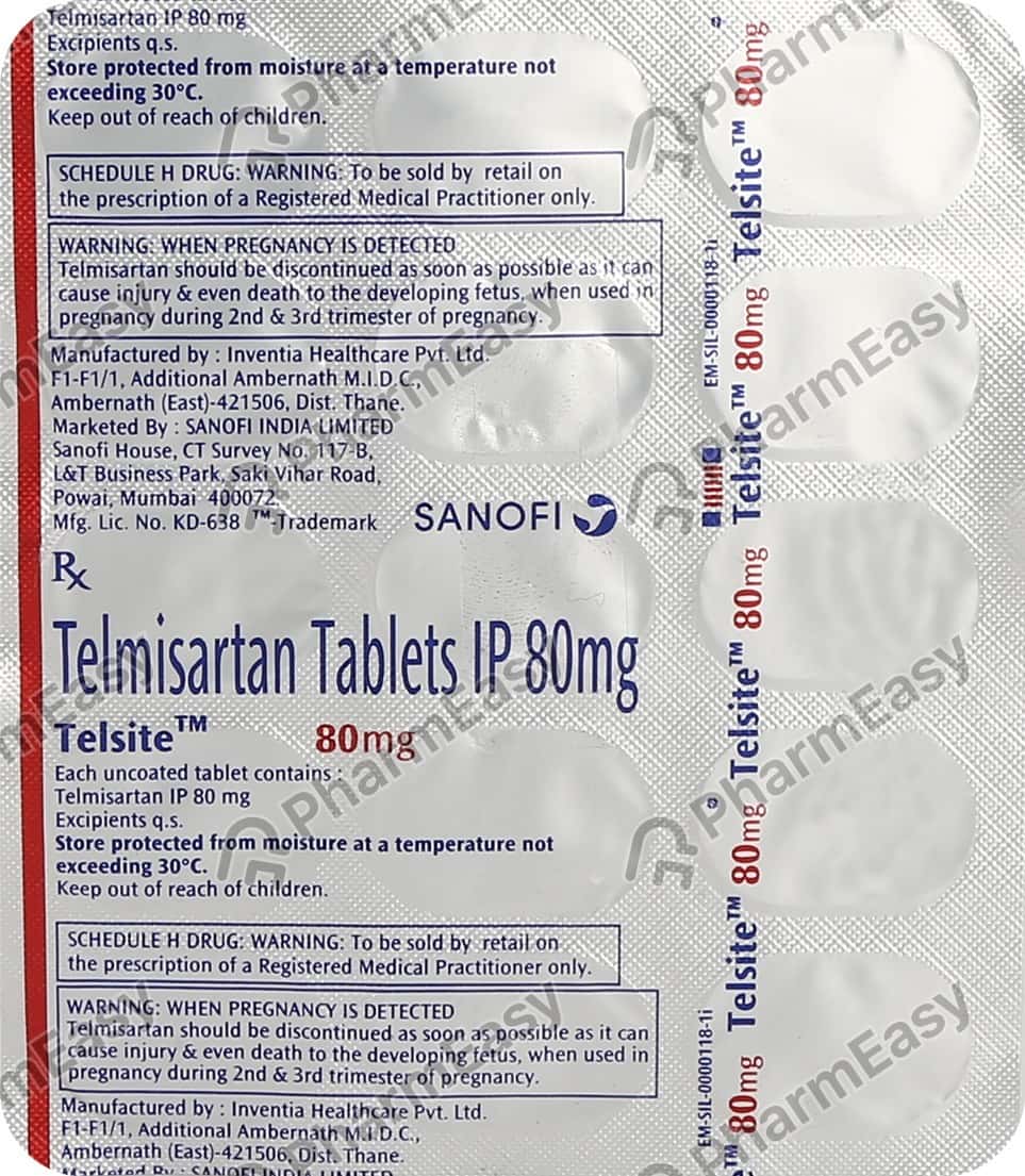 Telsite 80 MG Tablet (15): Uses, Side Effects, Price & Dosage | PharmEasy