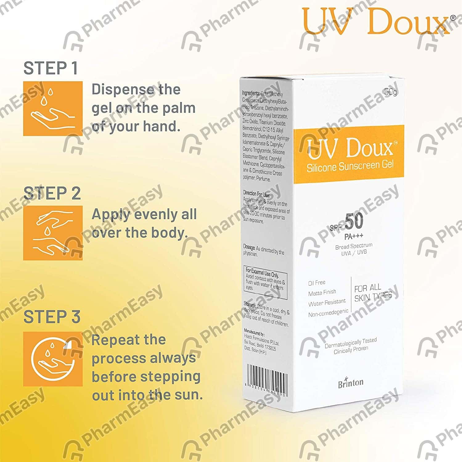 Buy UV DOUX SPF 50 TUBE OF 50GM SUNSCREEN GEL Online & Get Upto 60% OFF at PharmEasy